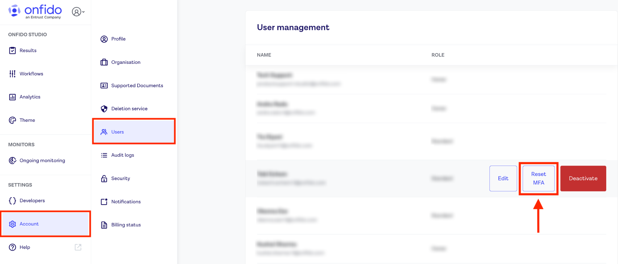 Dashboard - Multi Factor Authentication