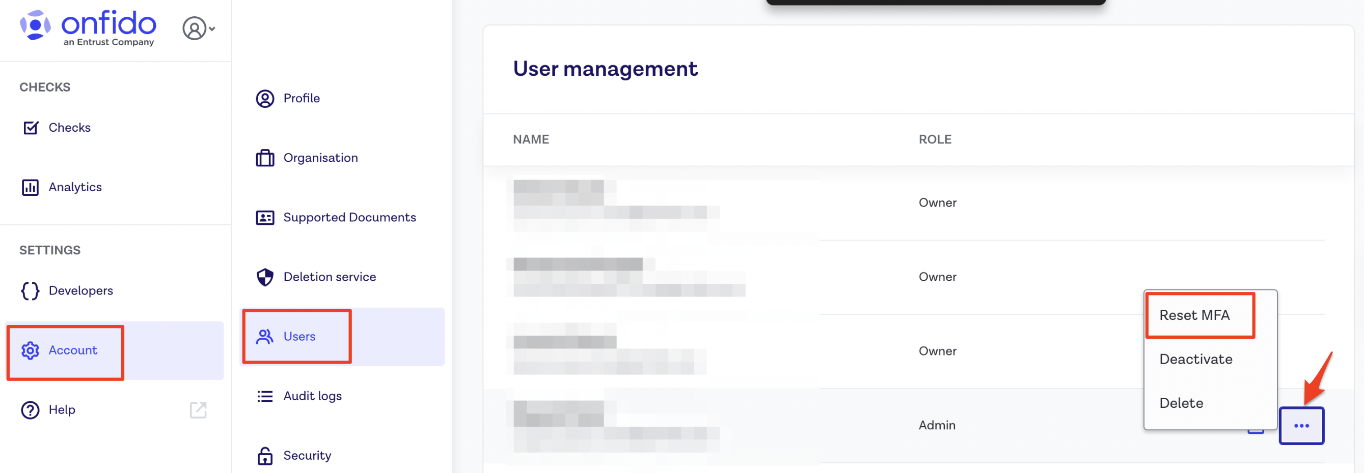 Dashboard - Multi Factor Authentication