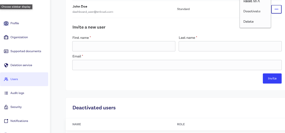 Dashboard - User Accounts Management